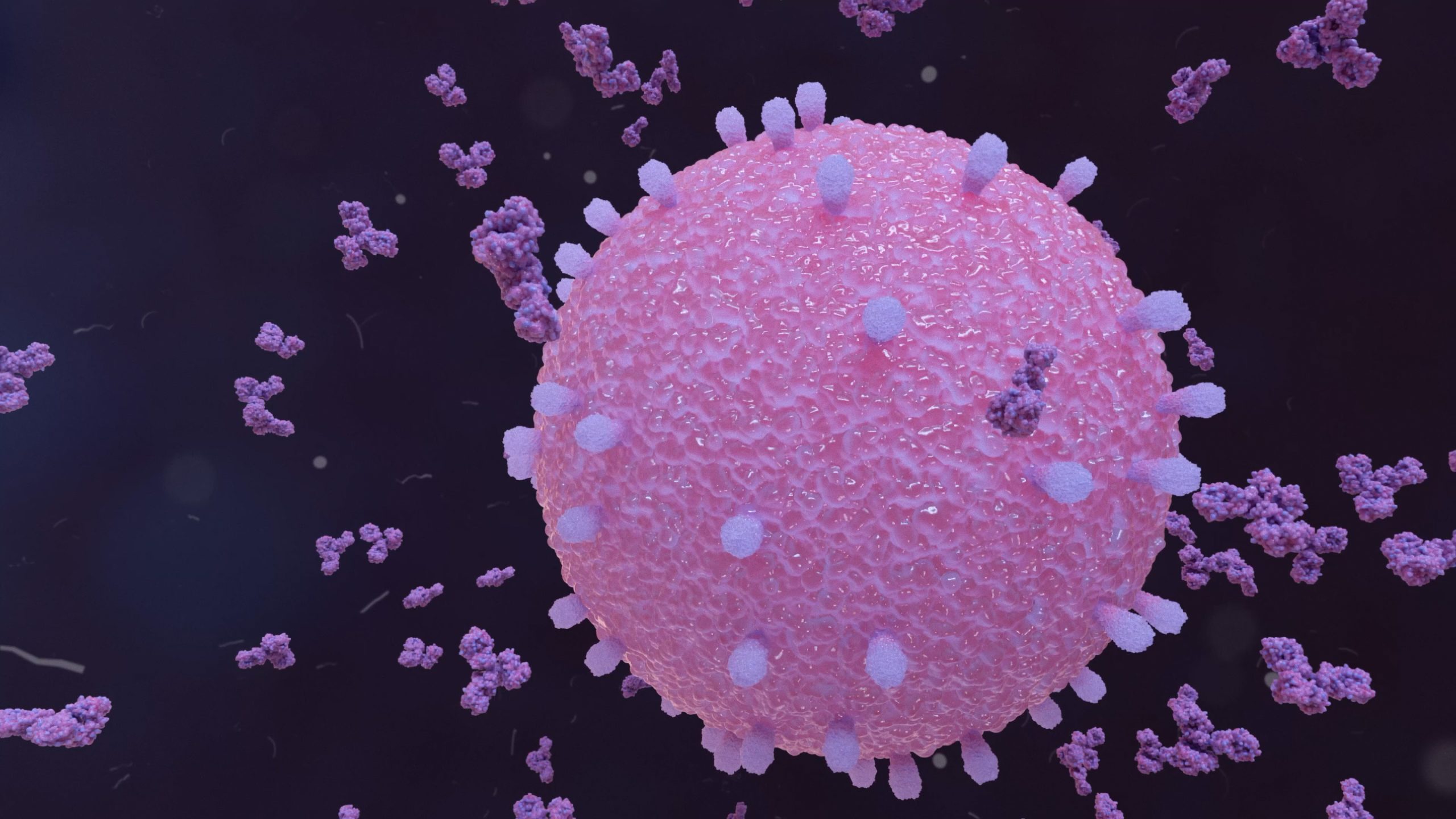 3D science animation - Immunoglobulin attacks virus